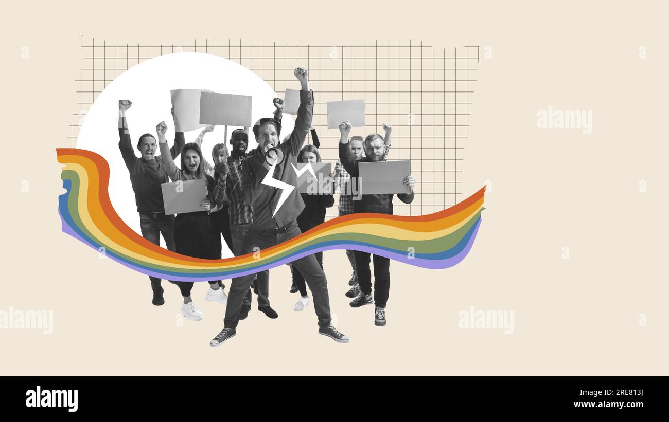 Group of young people showing movement aiming on lgbt community support ...