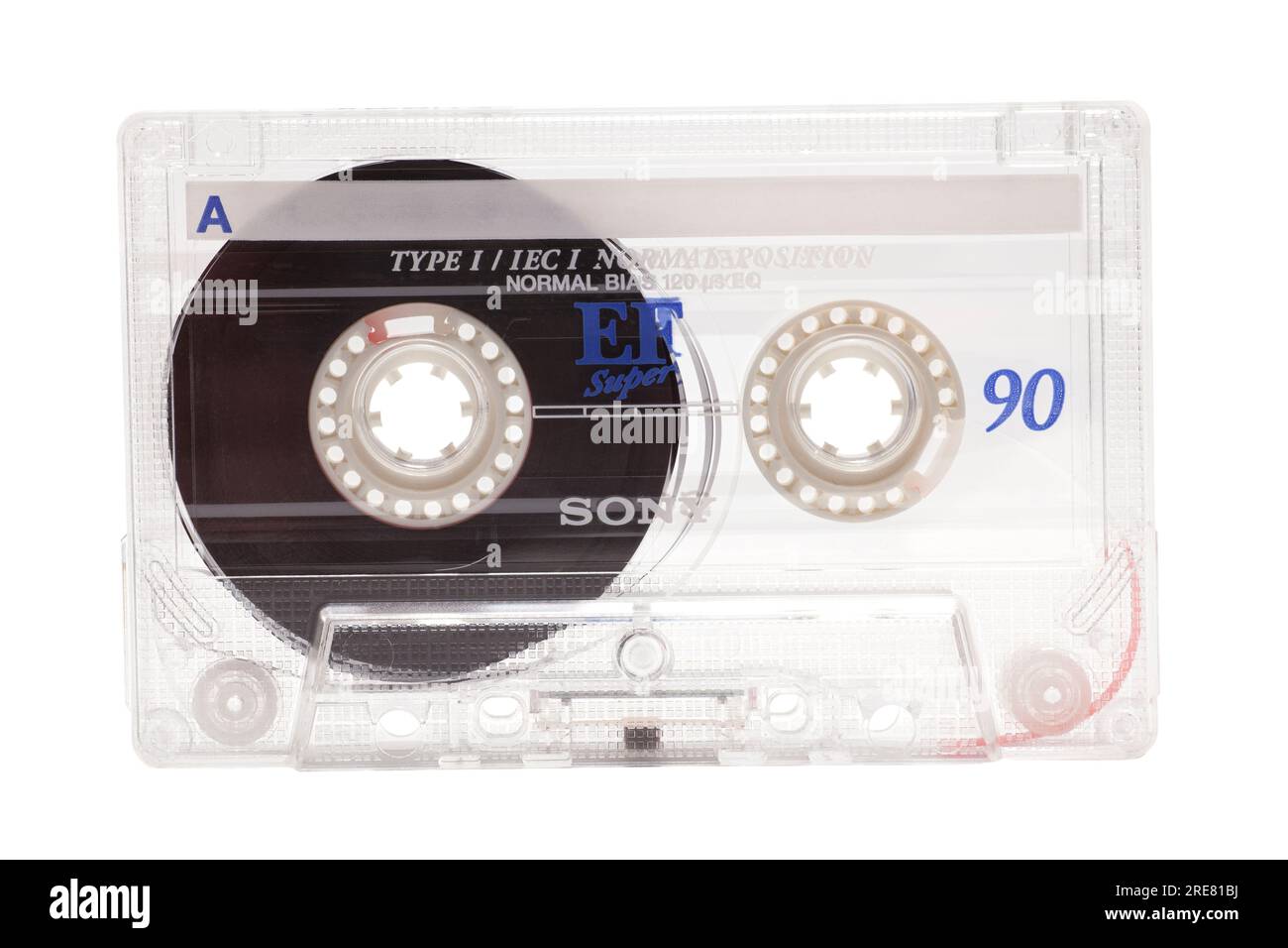 Audio cassette tape SONY EF super 90, side A, isolated on white ...
