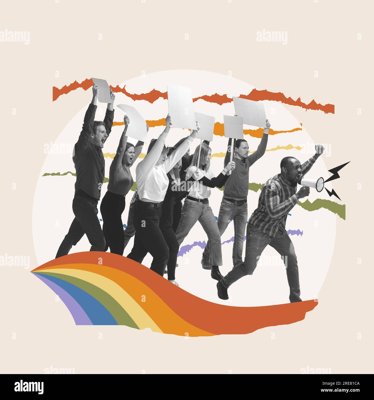 Group of young people showing movement aiming on lgbt community support ...