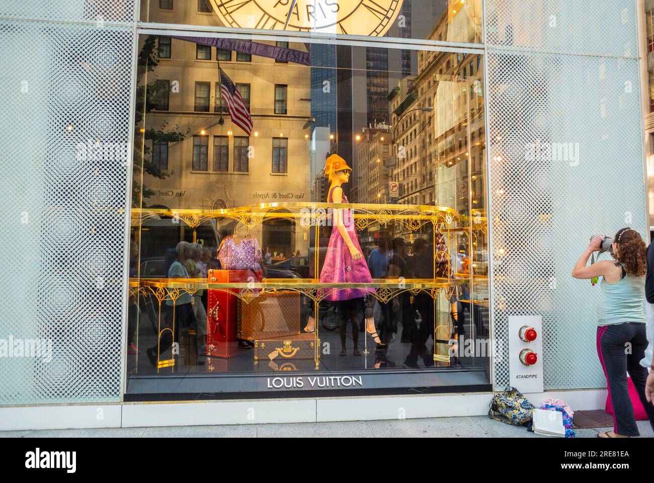 New York City, NY, USA, Woman Taking Photos, Outside, Shop Fronts ...