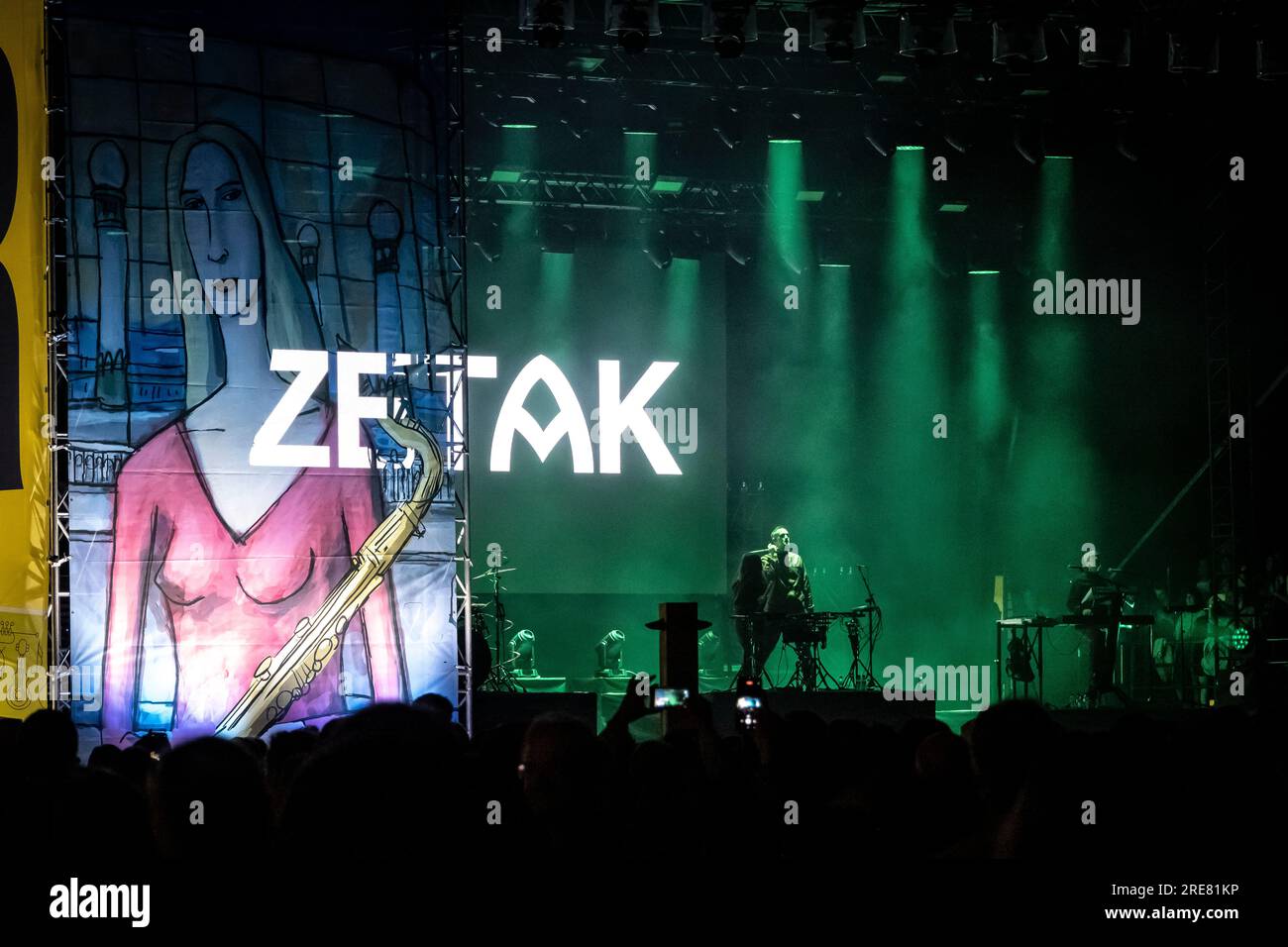 The music group Zetak performing in a concert in Donostia-san Sebastian in 2023, with their ...