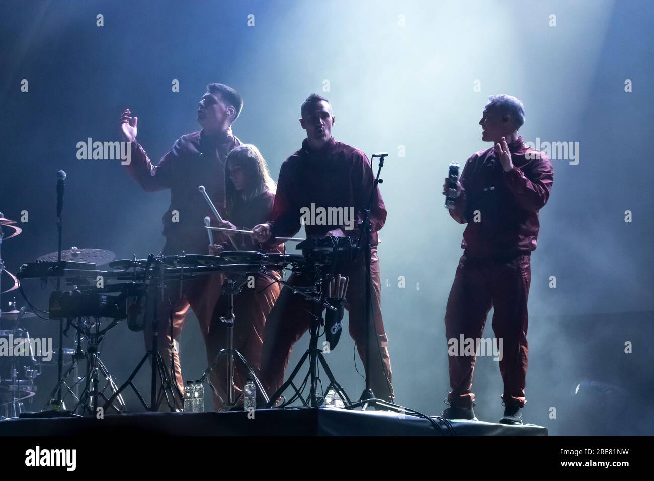 The music group Zetak performing in a concert in Donostia-san Sebastian ...
