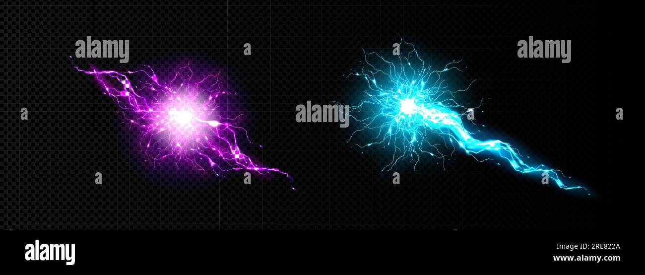 Electric lightning energy ball discharge vector. Thunder circle ...