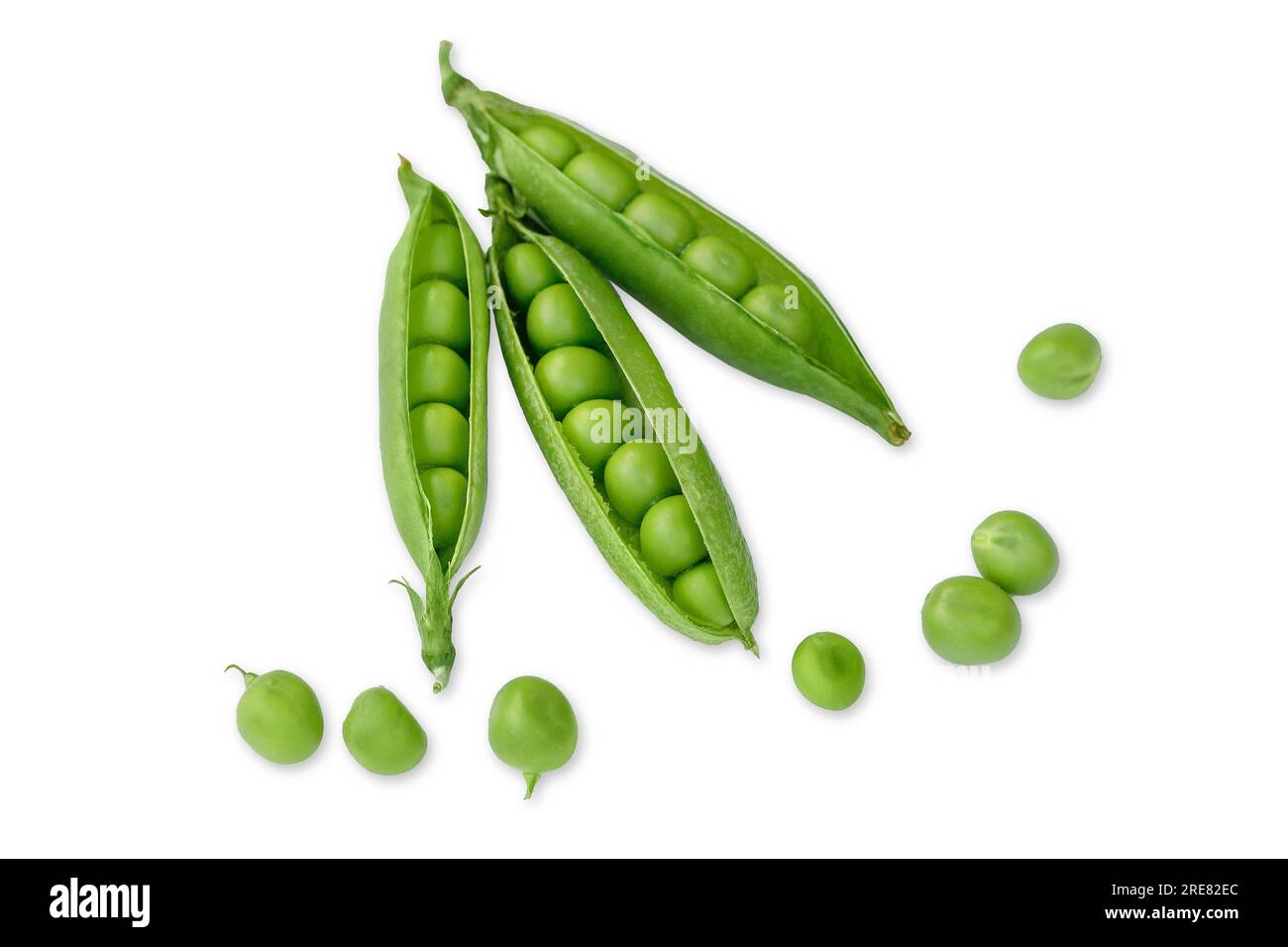 Fresh green pea pods and peas isolated on the white background Stock ...