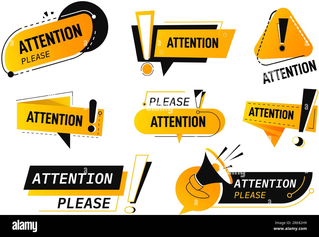 Danger and caution, attention banner with exclamation mark. Isolated ...