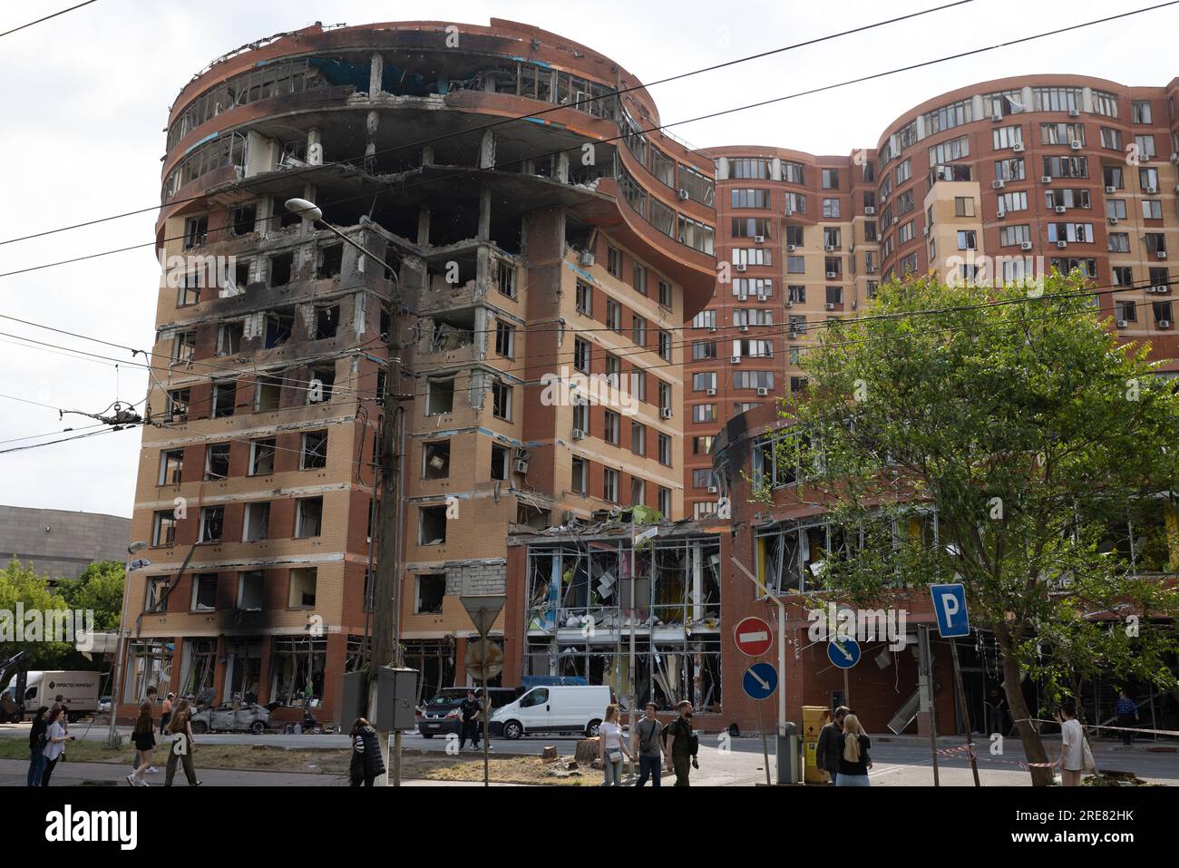ODESSA, UKRAINE -July14, 2023: War in Ukraine. Destroyed civilian ...