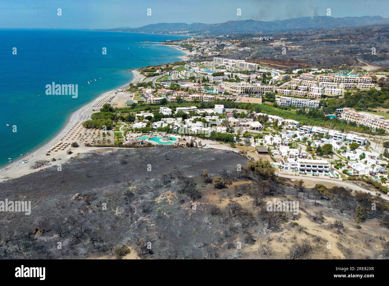 Kiotari, Greece. 26th July, 2023. In the village of Kiotari, the fire ...