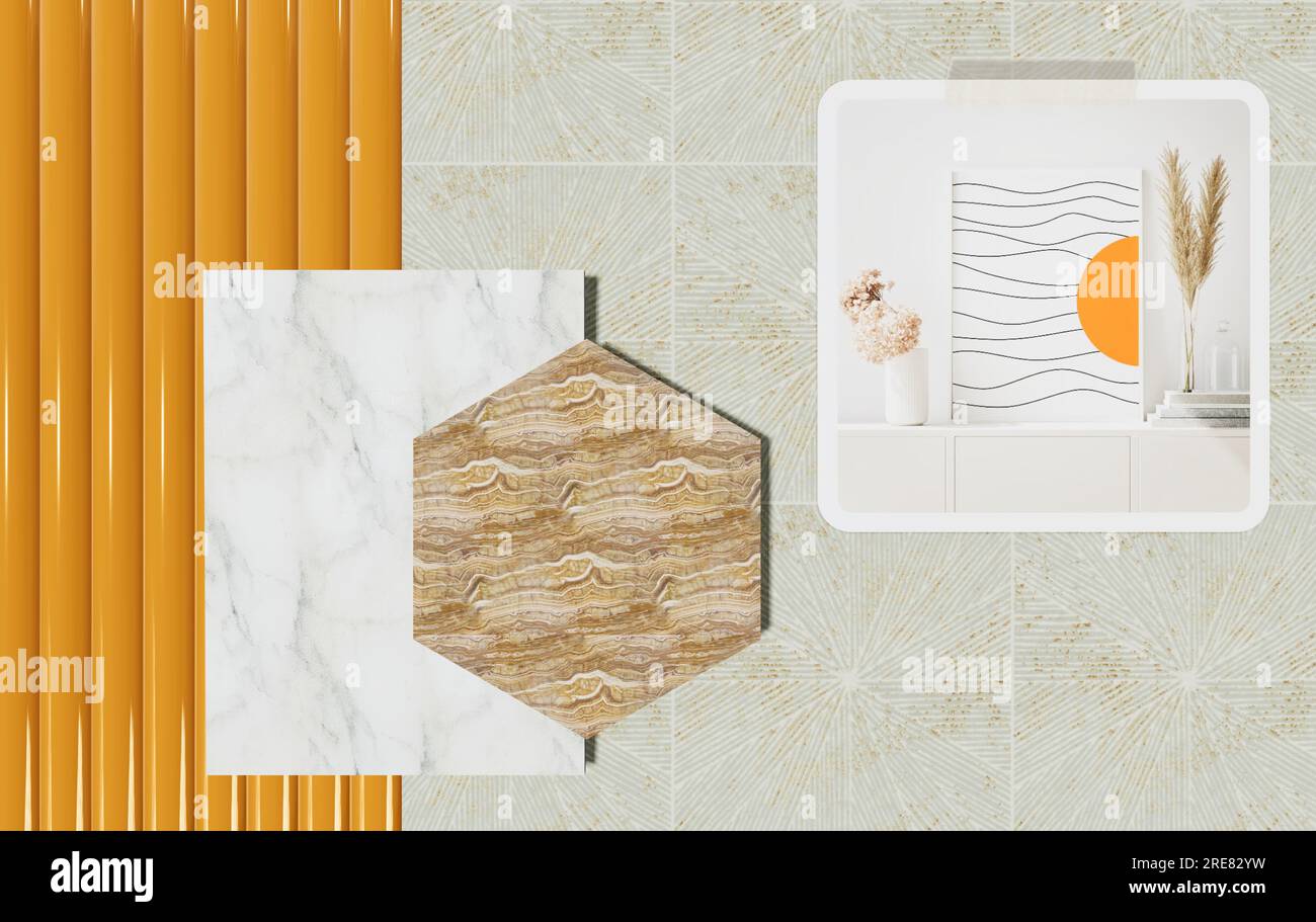 Interior mood board, kitchen or bathroom renovation idea, samples ...