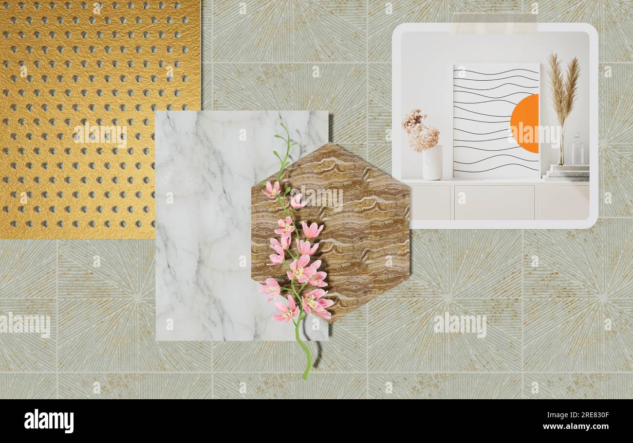 Interior mood board, kitchen or bathroom renovation idea, samples ...