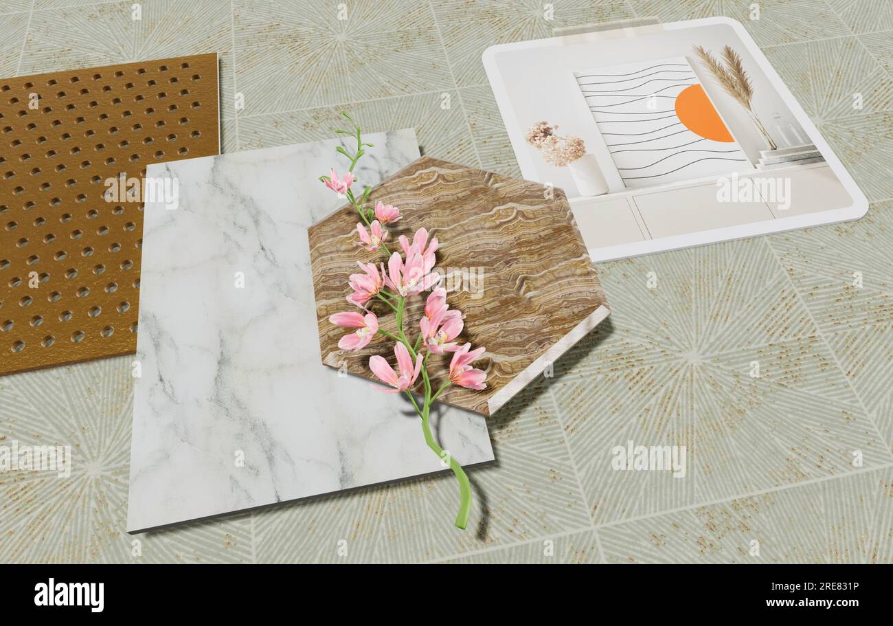 Interior mood board, kitchen or bathroom renovation idea, samples ...