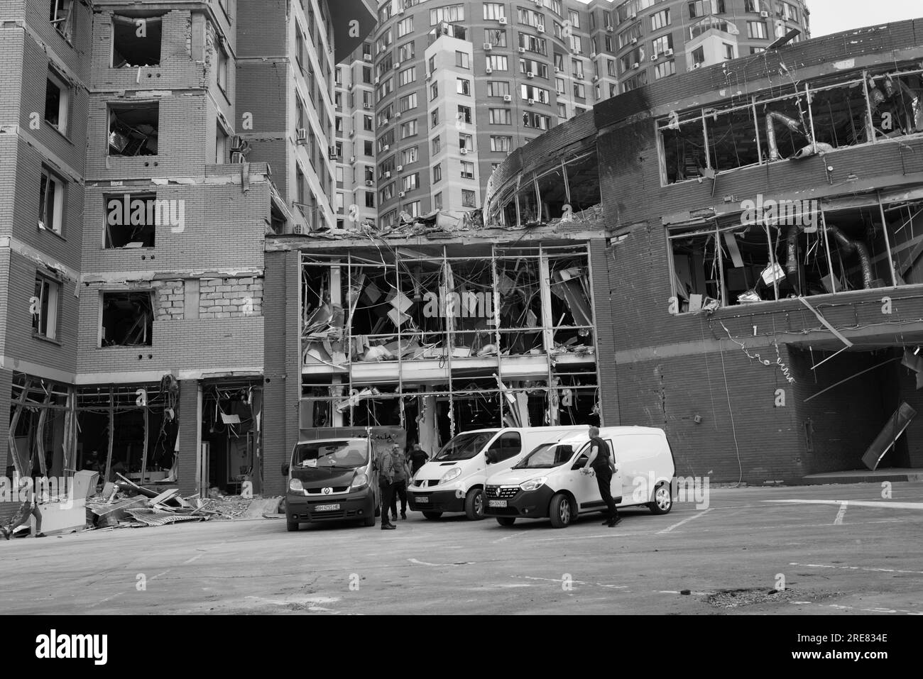 ODESSA, UKRAINE -July14, 2023: War in Ukraine. Destroyed civilian ...