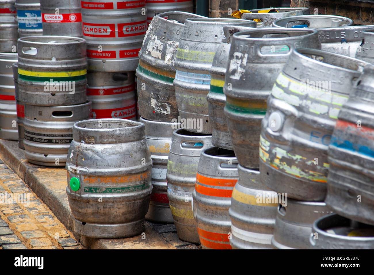 Metal Beer Kegs - Uk Stock Photo - Alamy