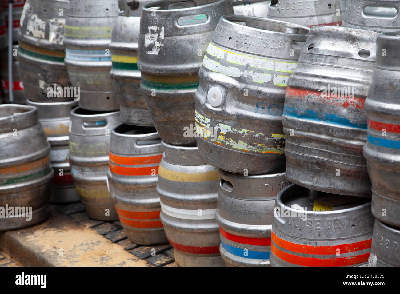 Metal Beer Kegs - Uk Stock Photo - Alamy