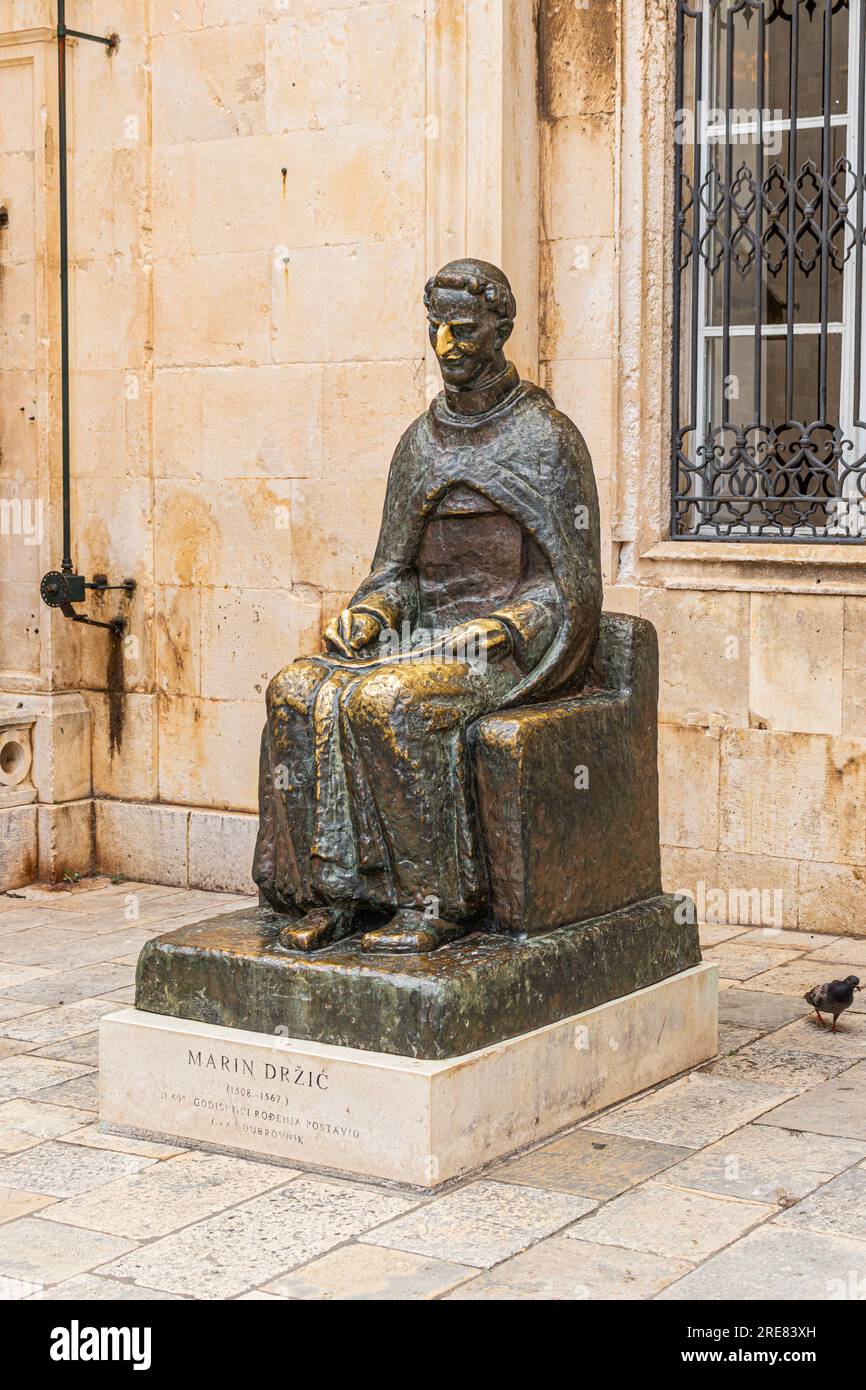 Statue of Croatian Marin Drzic an ordained priest and medieval ...