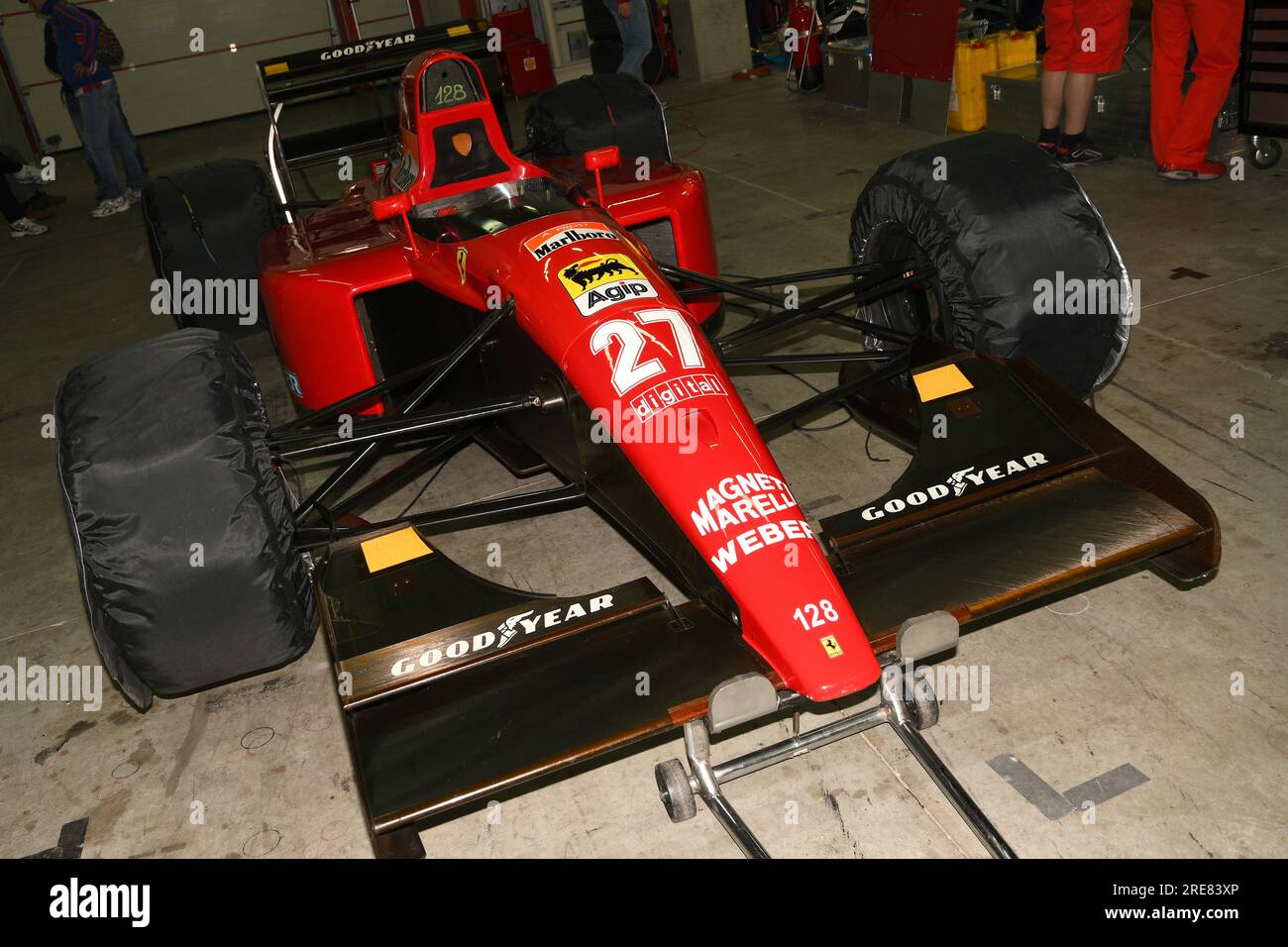 Imola, IT, May, 2017: Historic Ferrari 643 F1-91 1991 in the Box during ...