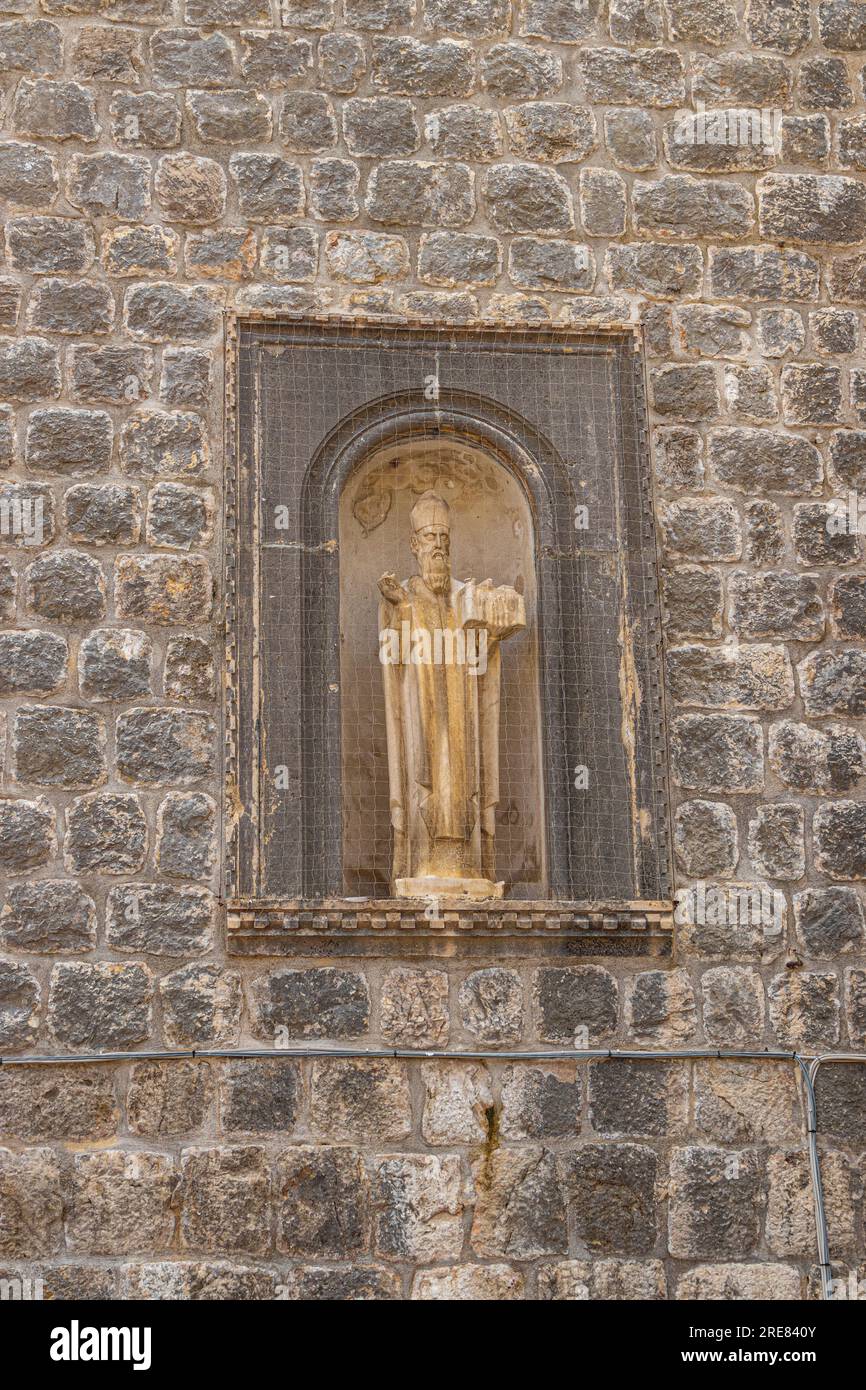 Statue of Saint Blaise, Sveti Vlaho, patron saint of Dubrovnic city ...