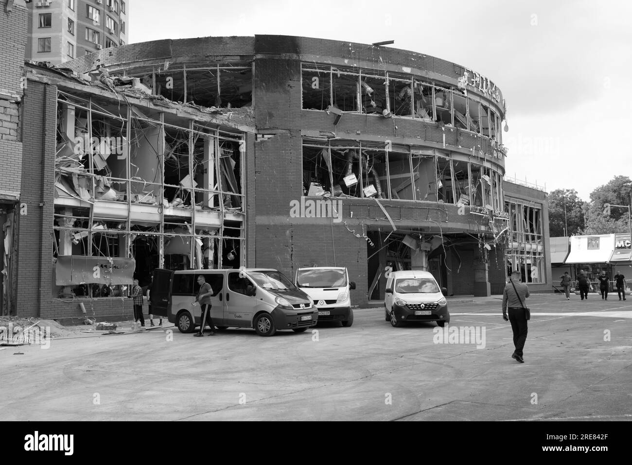 ODESSA, UKRAINE -July14, 2023: War in Ukraine. Destroyed civilian ...