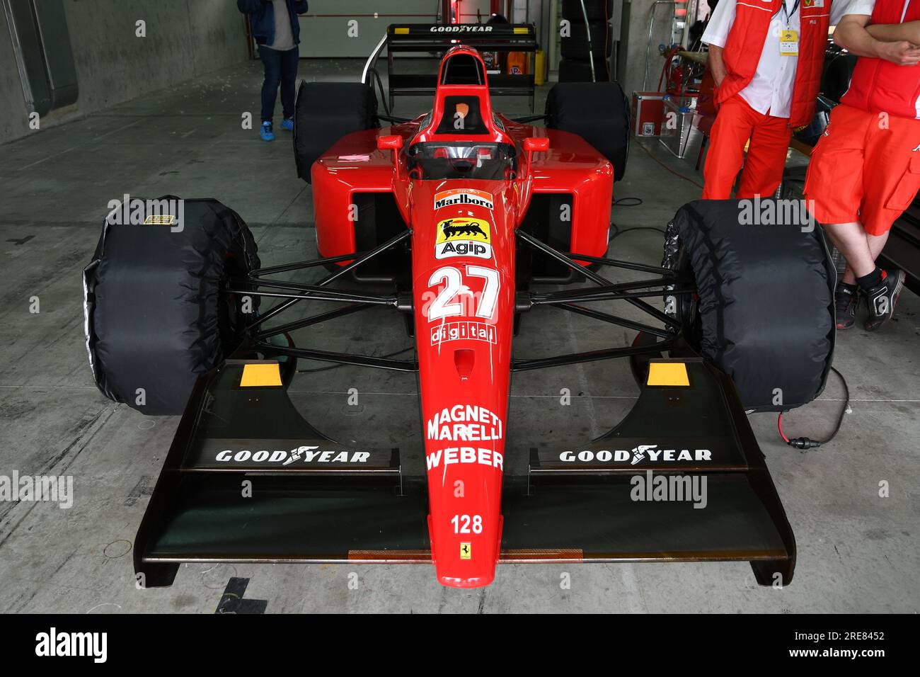Imola, IT, May, 2017: Historic Ferrari 643 F1-91 1991 in the Box during ...