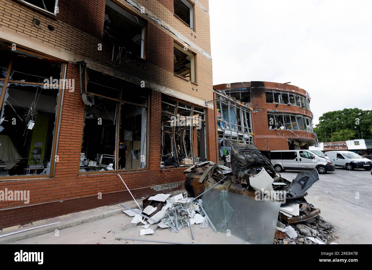 ODESSA, UKRAINE -July14, 2023: War in Ukraine. Destroyed civilian ...