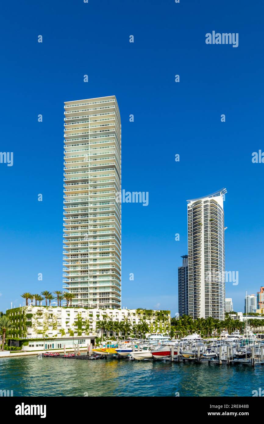 scenic Miami skyline at daytime with blue sky Stock Photo - Alamy