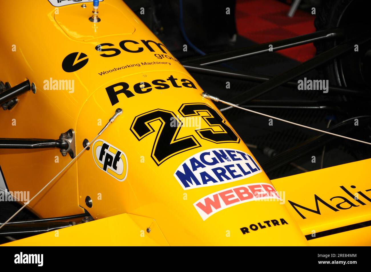 Imola, IT, May, 2017: Detail of Historic 1989s Minardi F1 Model M189 during Minardi Historic Day ...