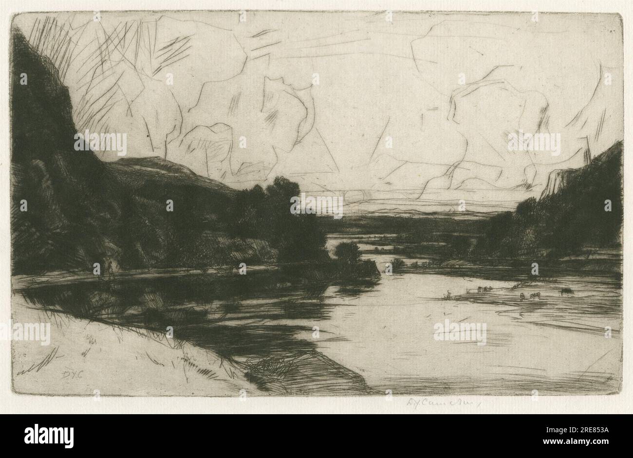 On the Ourthe 1907 by David Young Cameron Stock Photo - Alamy