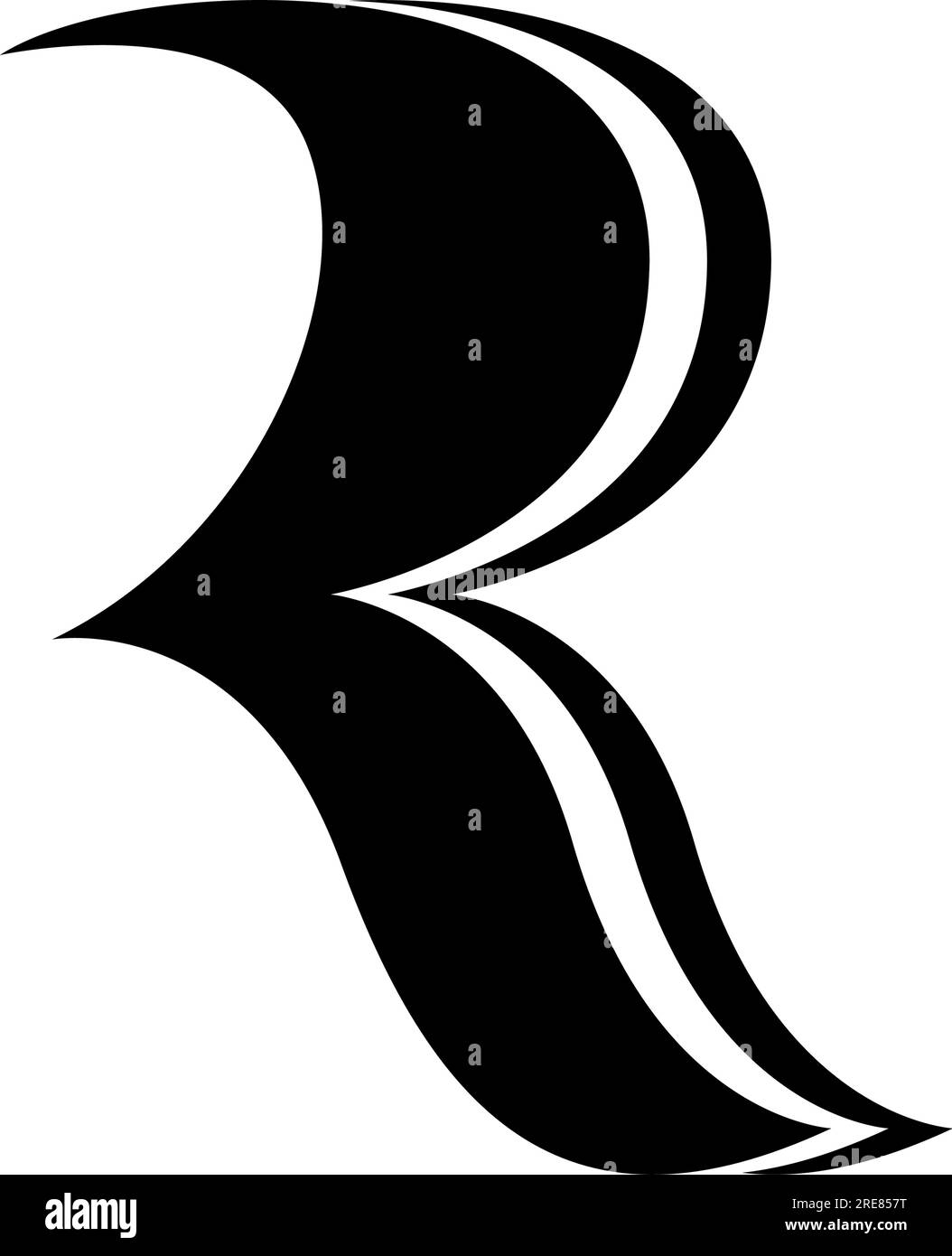 Black Wavy Shaped Letter R Icon on a White Background Stock Vector ...