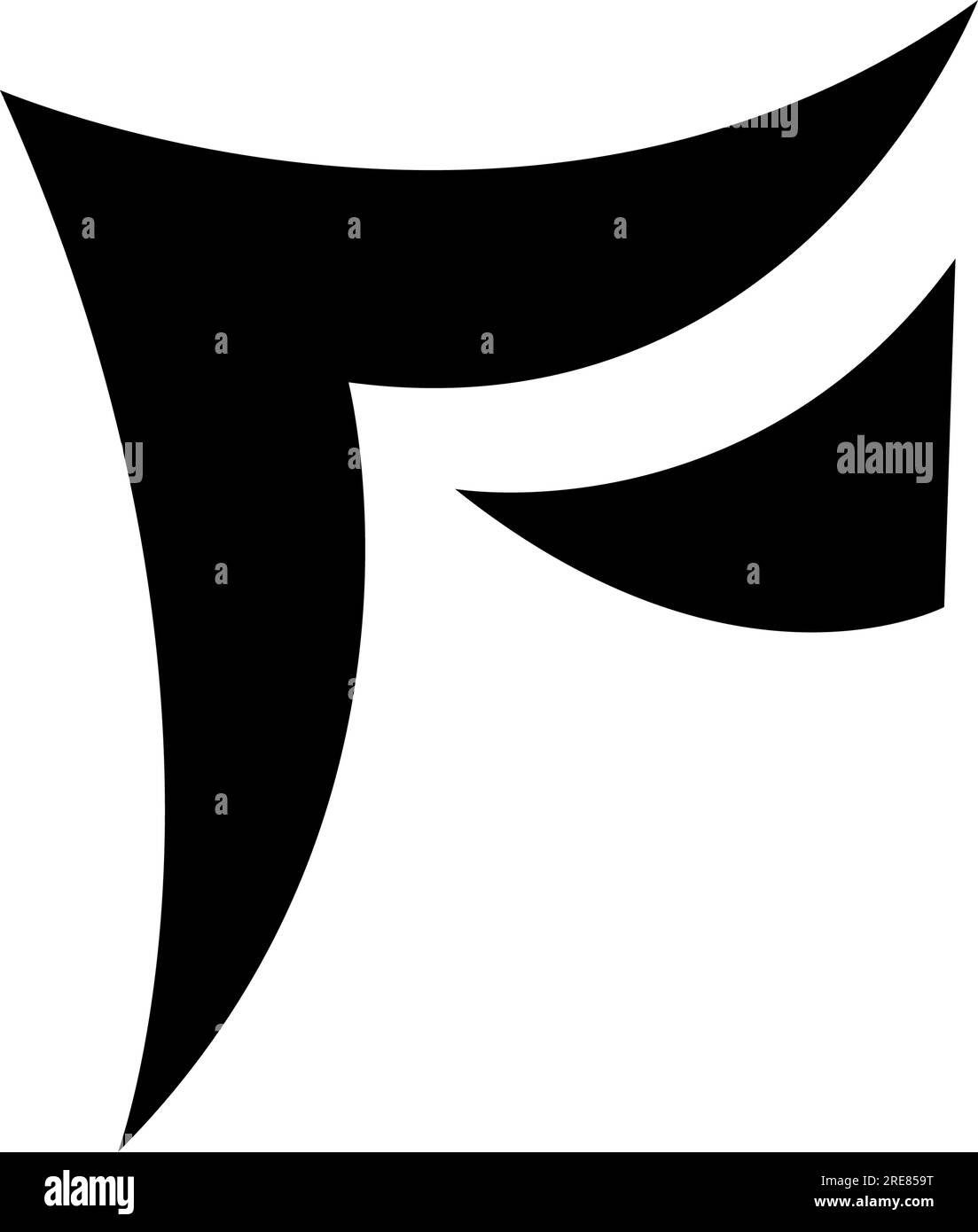 Black Wavy Paper Shaped Letter F Icon on a White Background Stock ...
