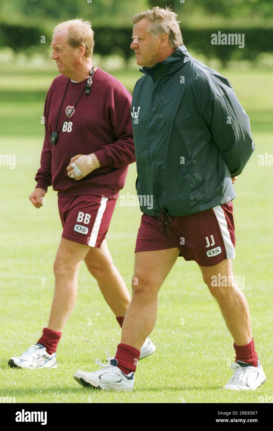 Hearts training at Pinkie, Musselburgh, 23/7/99. Hearts manager Jim ...