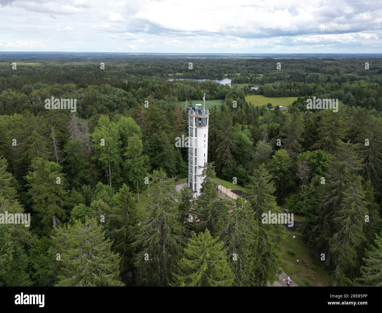 Aerial view of Suure Munamae observation tower in Estonia Stock Photo ...