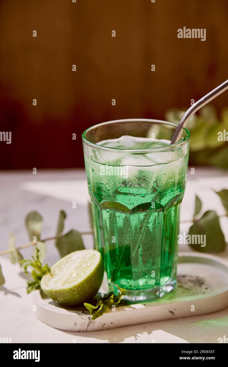 Refreshment healthy detox citrus green sparkling mocktail. Non ...