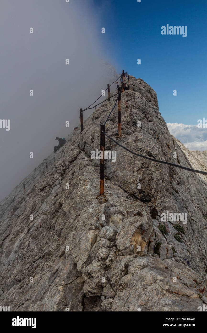Koncheto ridge in Pirin mountains with fog at a side, Bulgaria Stock ...