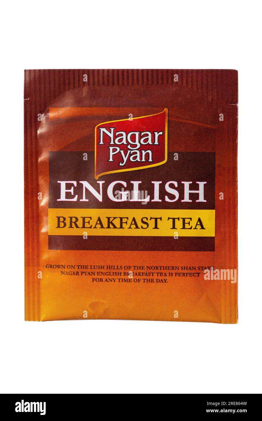 Nagar Pyan English Breakfast Tea tea bag teabag isolated on white ...