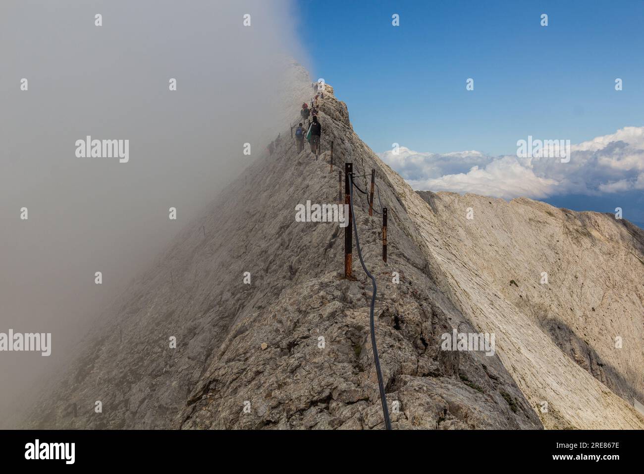 Koncheto ridge in Pirin mountains with fog at a side, Bulgaria Stock ...