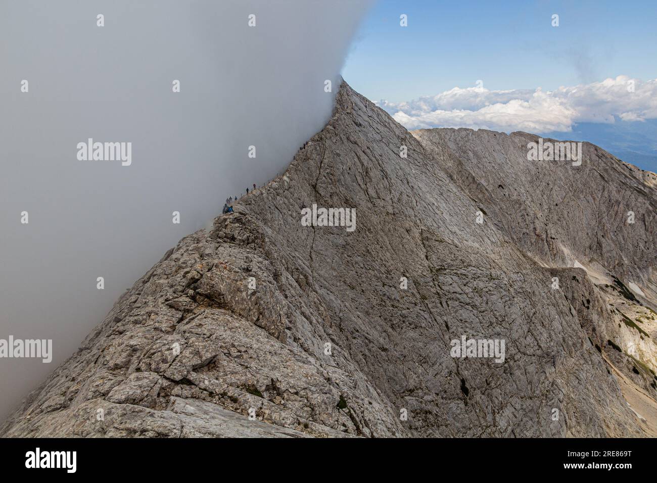 Koncheto ridge in Pirin mountains with fog at a side, Bulgaria Stock ...
