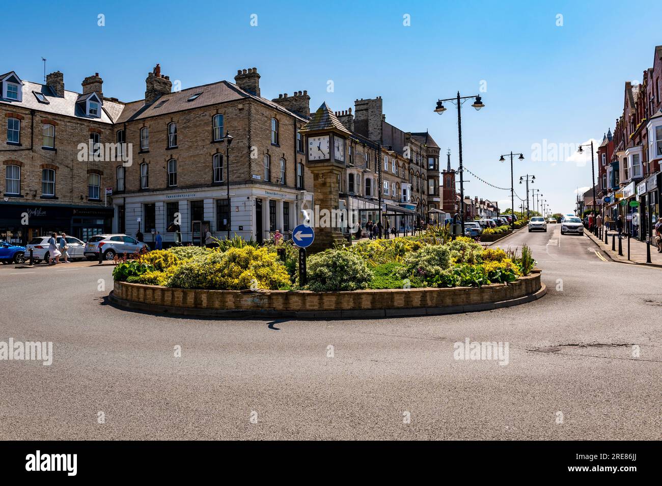 Saltburn Clock tower next to the railway station Stock Photo - Alamy