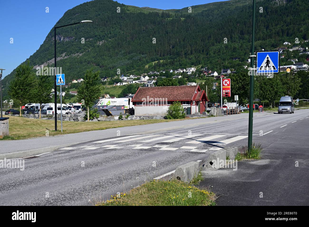 A pedestrian crossing in Nordfjordeid, Western Norway Stock Photo - Alamy