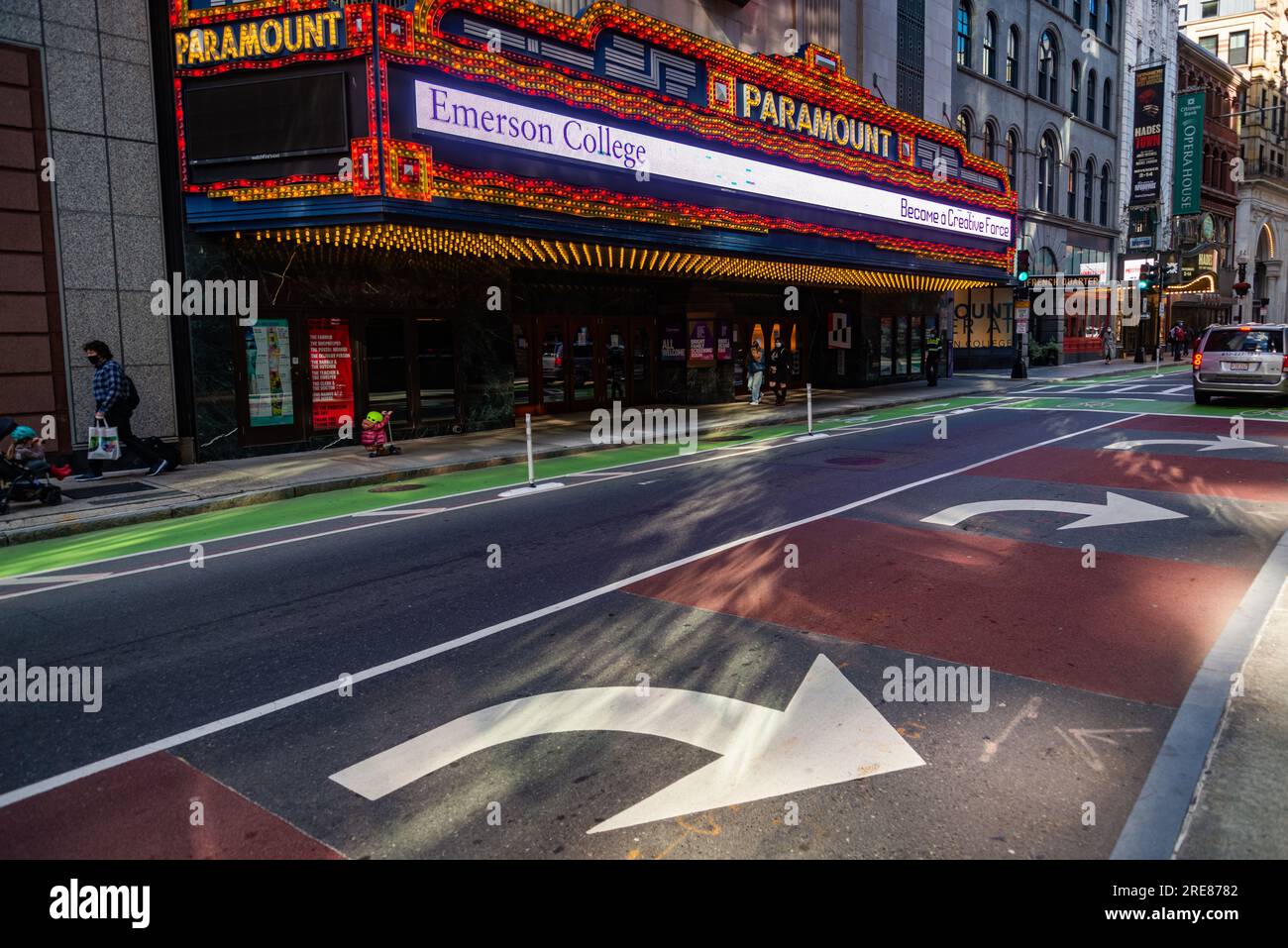 The Paramount Theater, along Washington Street in Boston, Massachusetts ...