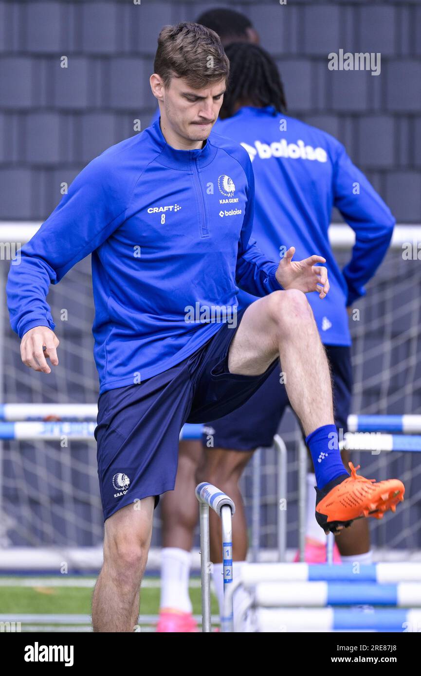 Gent, Belgium. 26th July, 2023. Gent's Pieter Gerkens pictured in ...