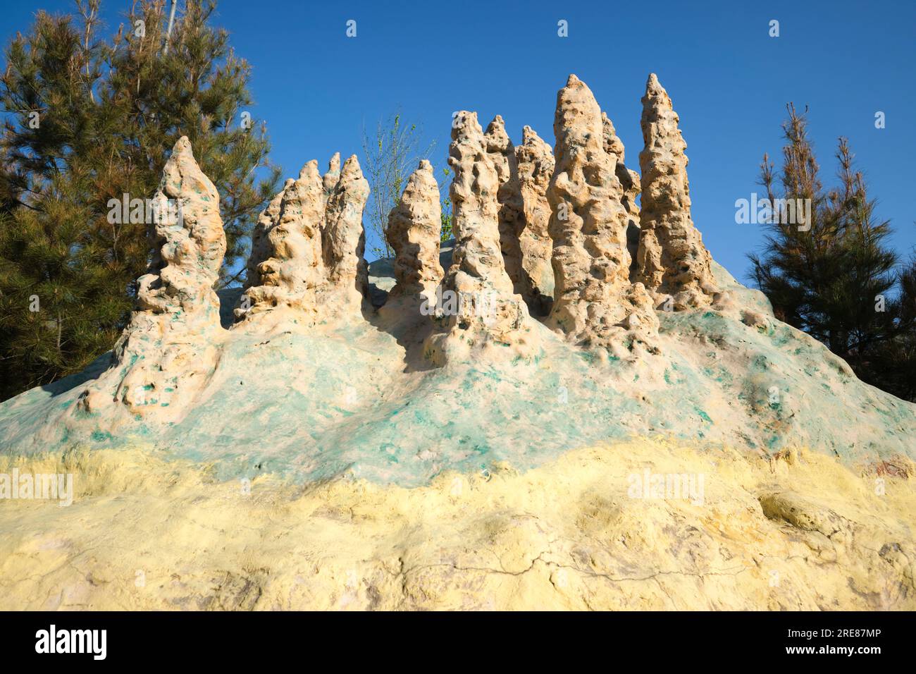 A view of the natural rocky formation of Kazyna. A diorama, model ...