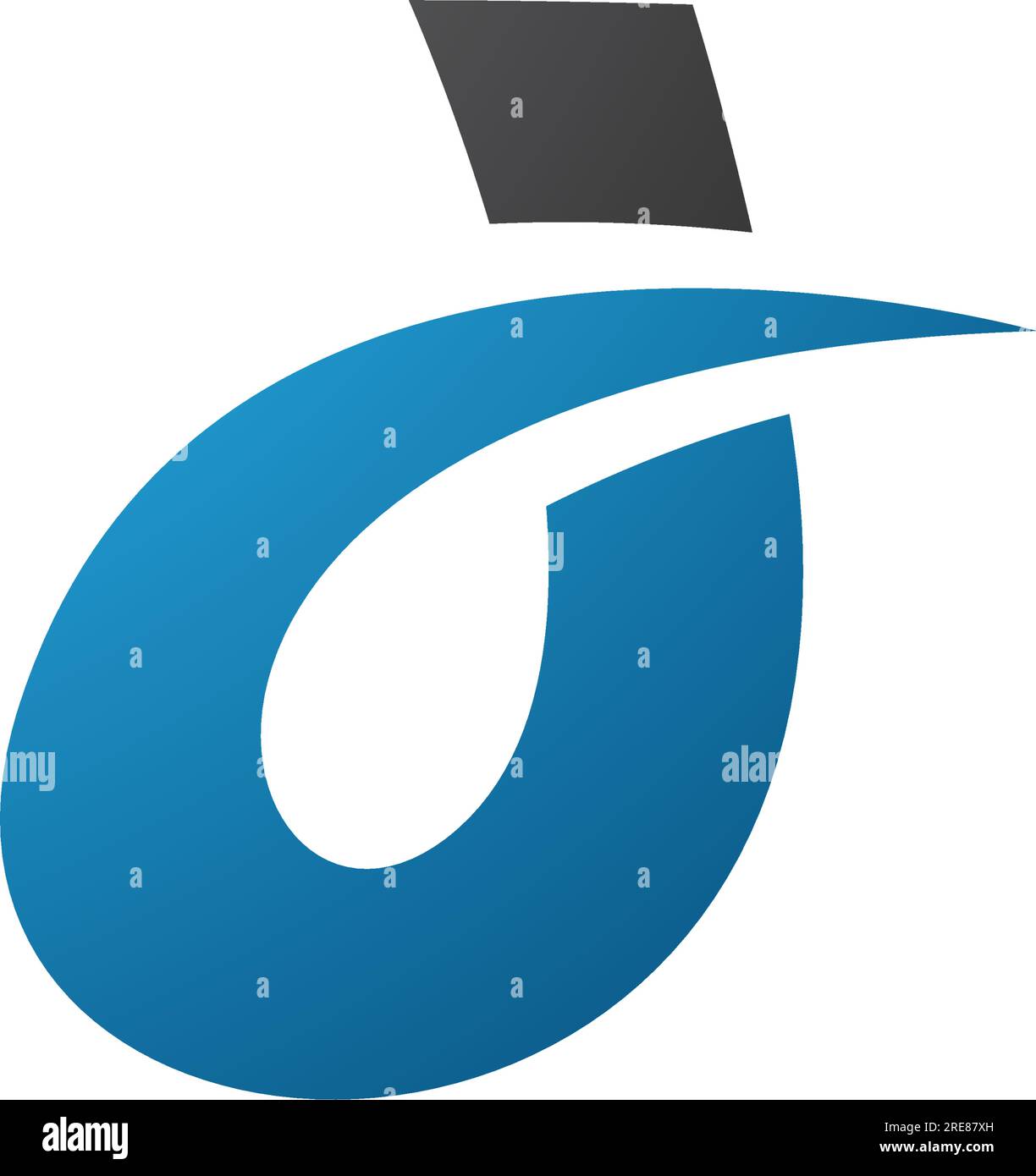 Black and Blue Curved Spiky Letter D Icon on a White Background Stock ...