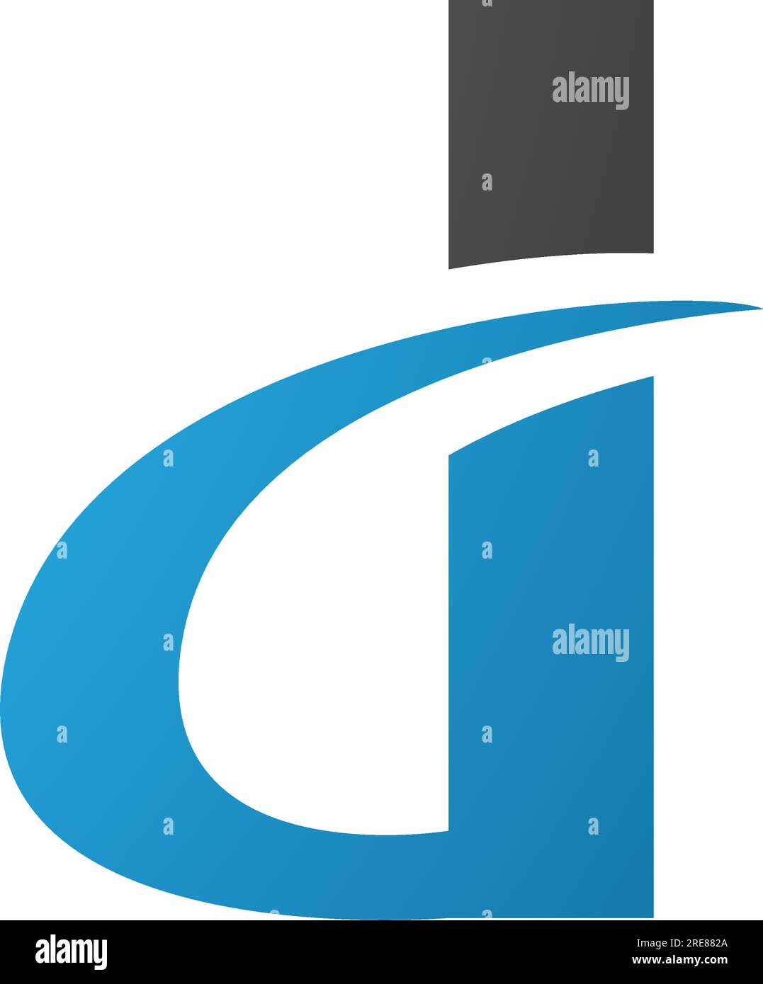Black and Blue Curvy Pointed Letter D Icon on a White Background Stock ...