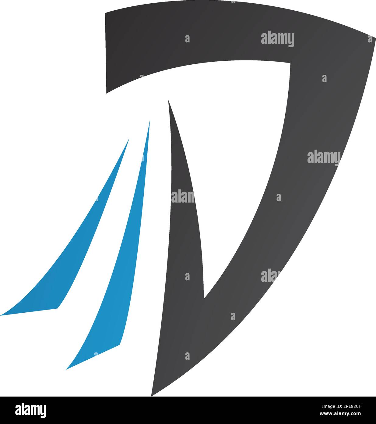 Black and Blue Letter D Icon with Tails on a White Background Stock ...