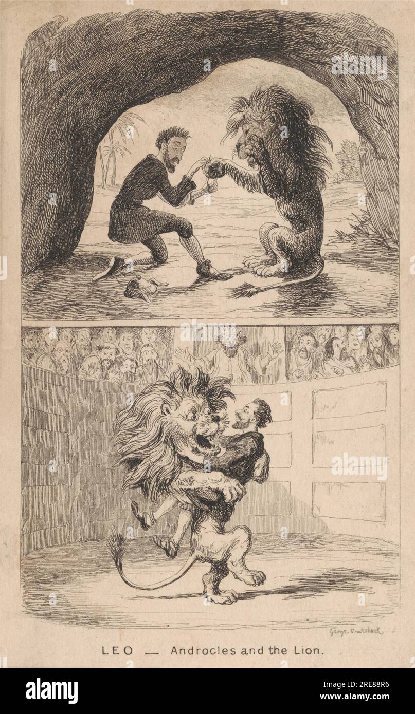 Leo: Androcles and the Lion by George Cruikshank Stock Photo - Alamy