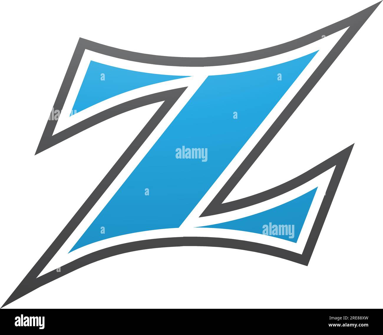 Blue and Black Arc Shaped Letter Z Icon on a White Background Stock ...