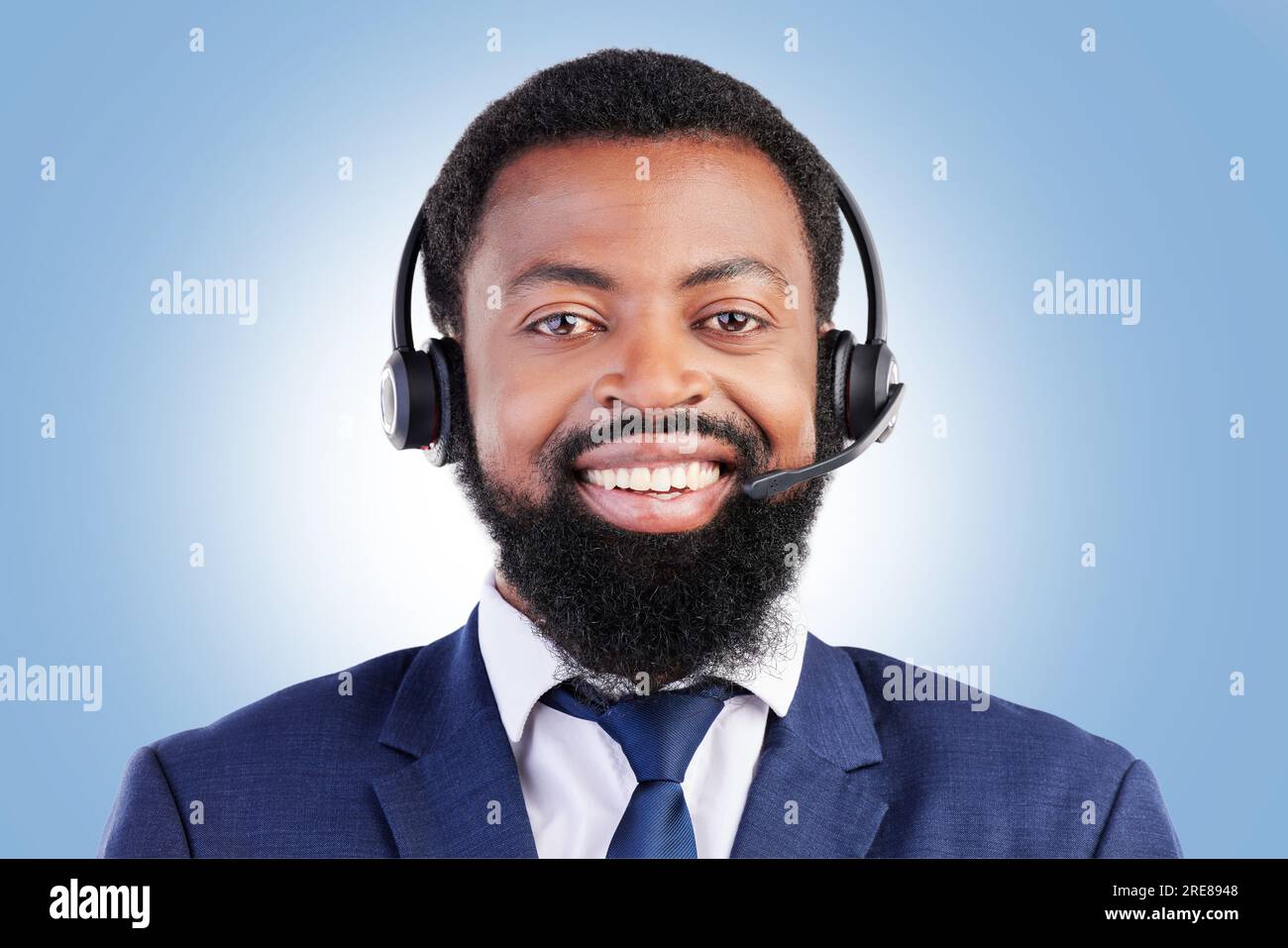 Customer service portrait, happy black man and business agent for ...