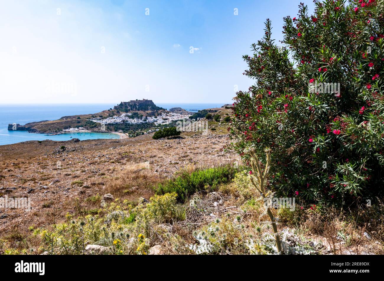 The Fishing village of Lindos on the Greek Island of Rhodes Stock Photo ...