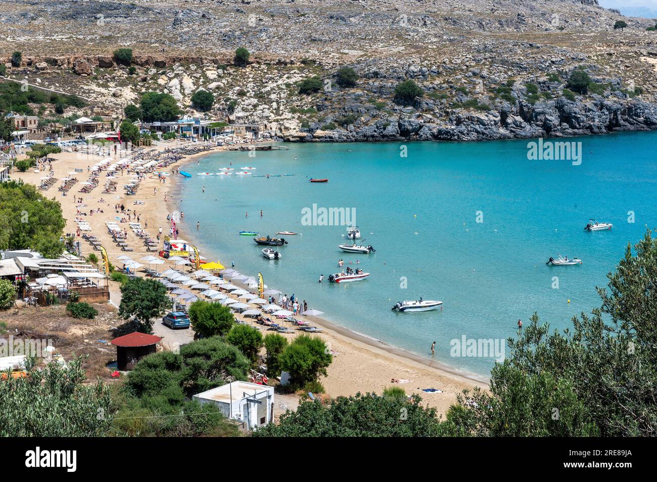 The Fishing village of Lindos on the Greek Island of Rhodes Stock Photo ...