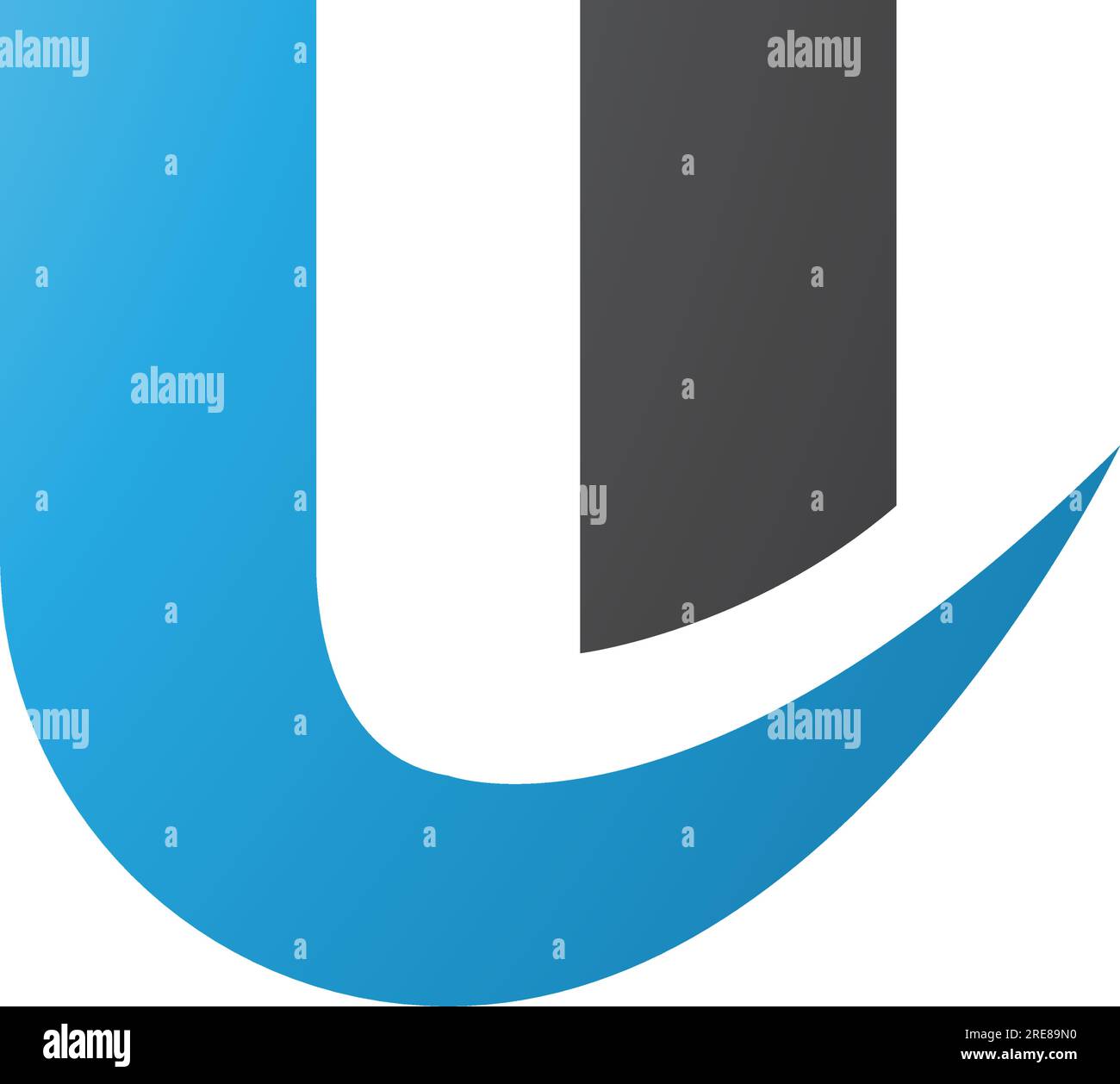 Blue and Black Bold Curvy Shaped Letter U Icon on a White Background ...