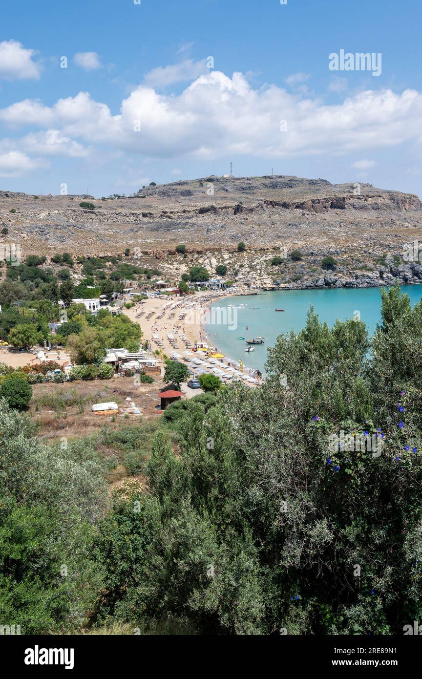 The Fishing village of Lindos on the Greek Island of Rhodes Stock Photo ...